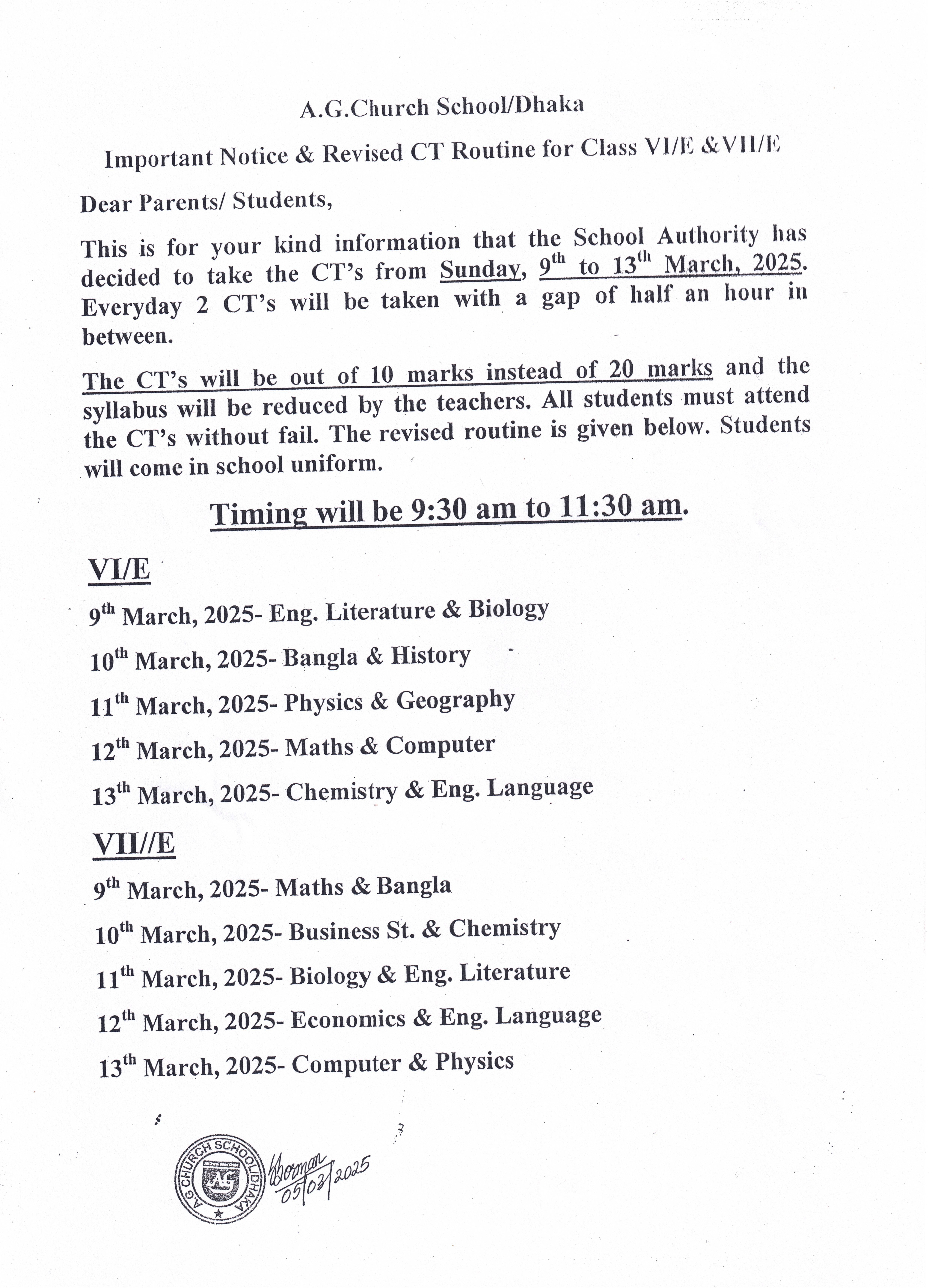 Assemblies of God Church School/ Dhaka